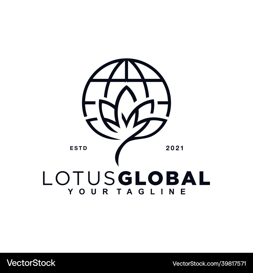 Global lotus logo design template inspiration idea