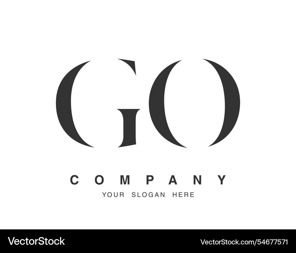 Go logo design initial letter g and o serif font Vector Image