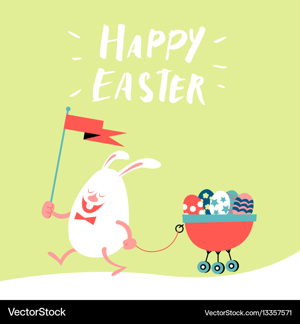 Happy easter typography cartoon character Vector Image