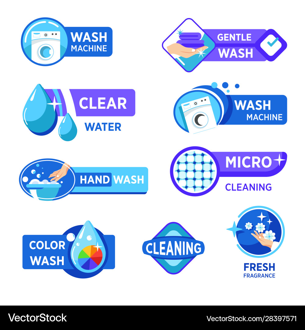 Laundry & Washing Icons - Clean & Fresh Vector Image