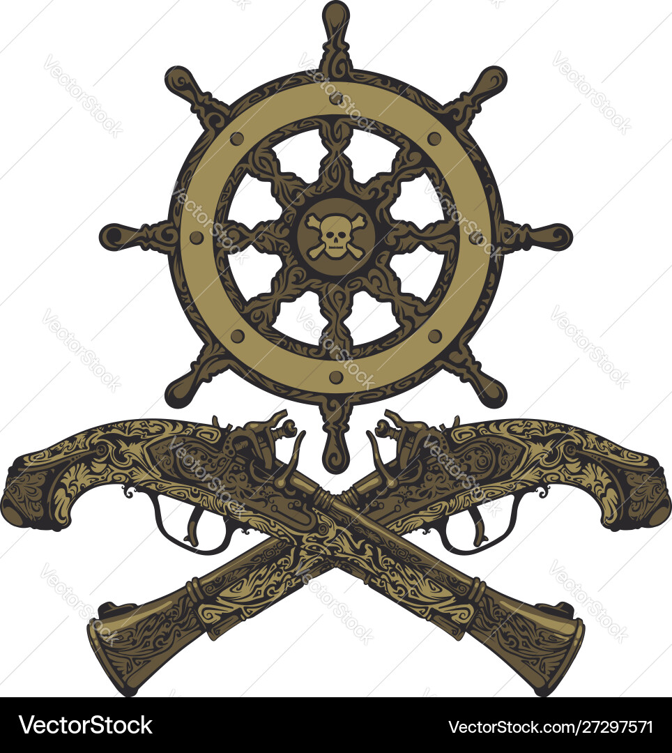 Old flintlock pistols Royalty Free Vector Image
