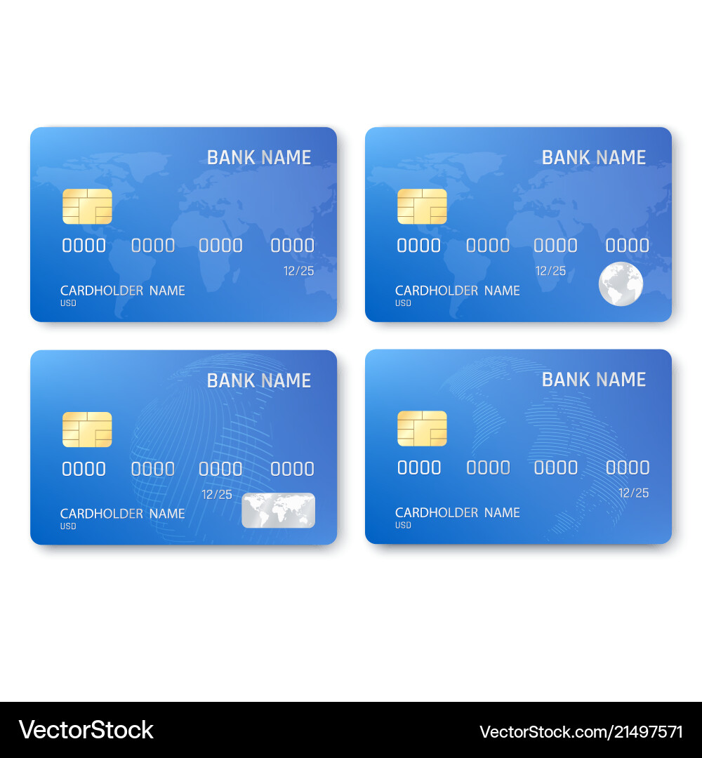 Set of realistic credit card template plastic Vector Image