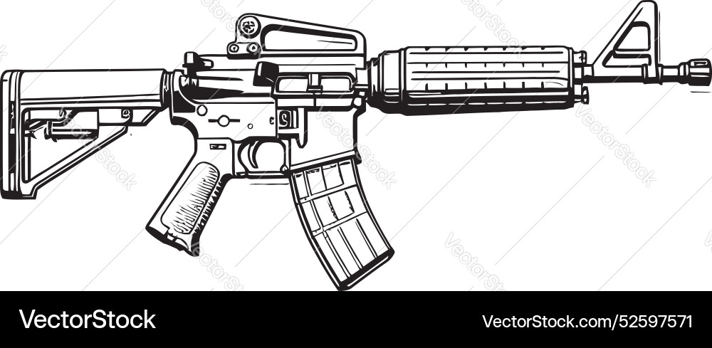 Tactical expertise m16 rifle icon in black design Vector Image