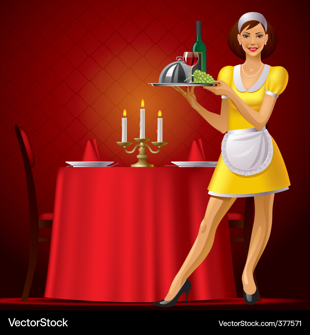 Waitress in restaurant Royalty Free Vector Image