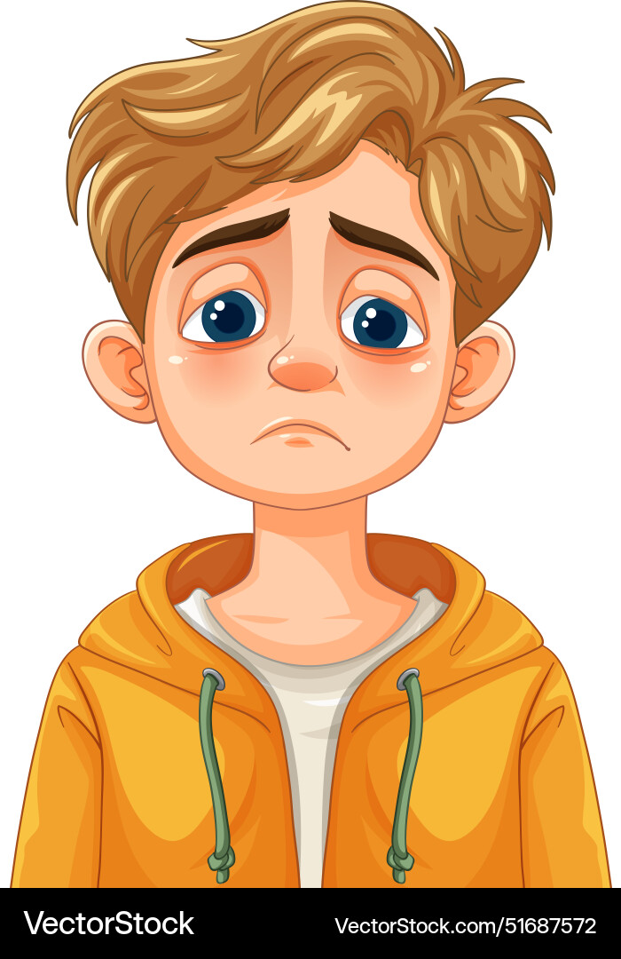 A sad boy with blue eyes Royalty Free Vector Image