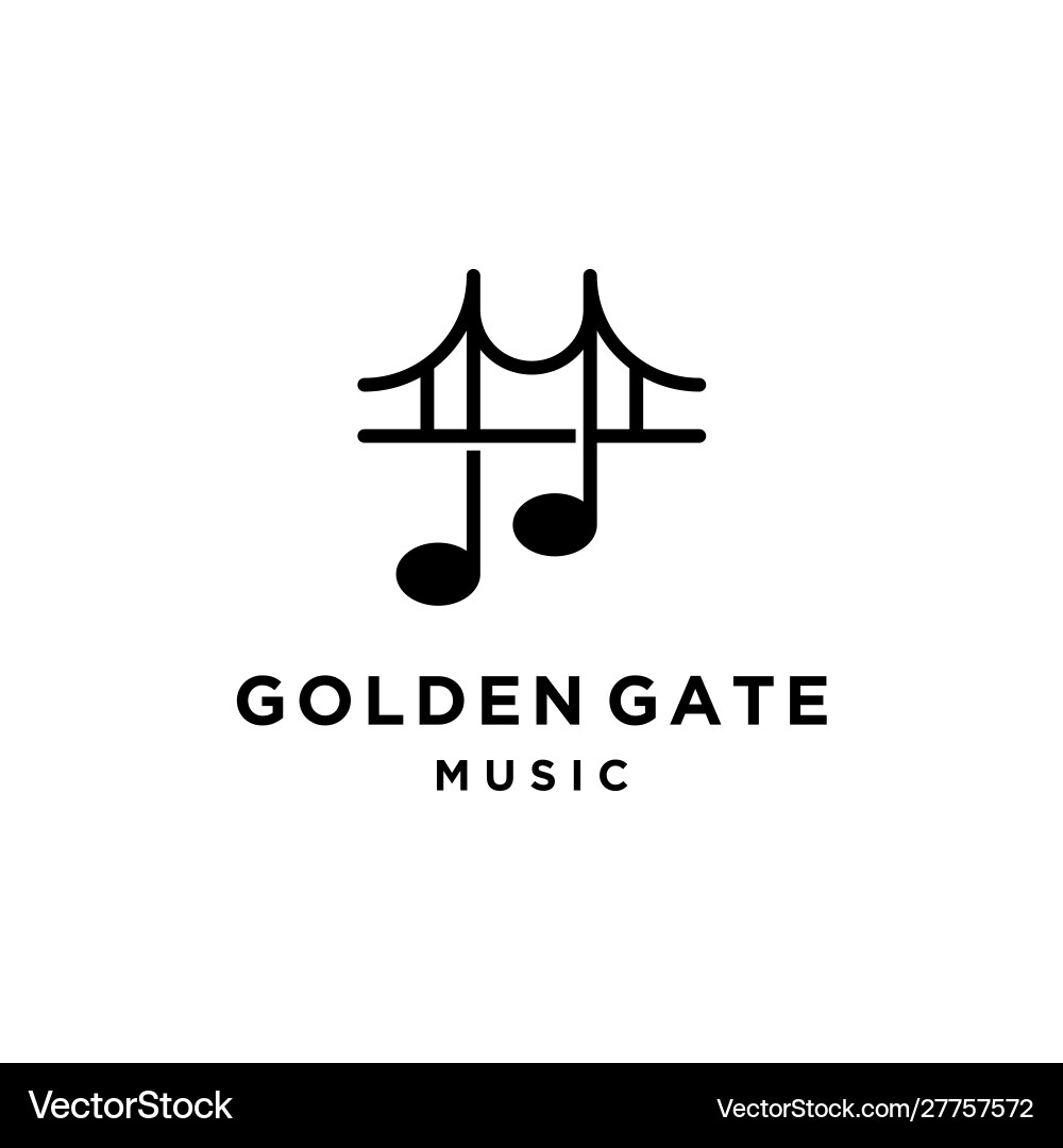 Bridge with music notes logo design Royalty Free Vector