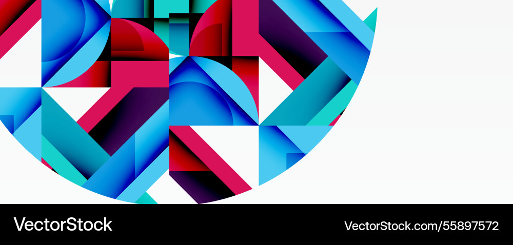 Circles semi circles squares and round triangles Vector Image