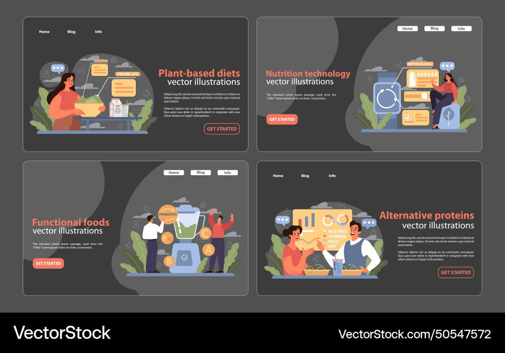 Dietary trends website banners visually appealing Vector Image