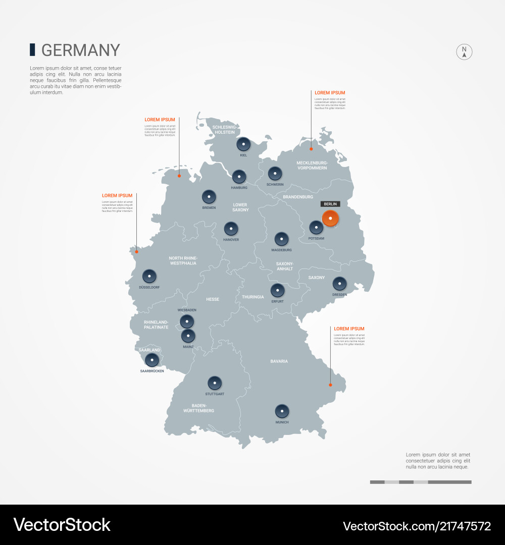 Germany infographic map Royalty Free Vector Image
