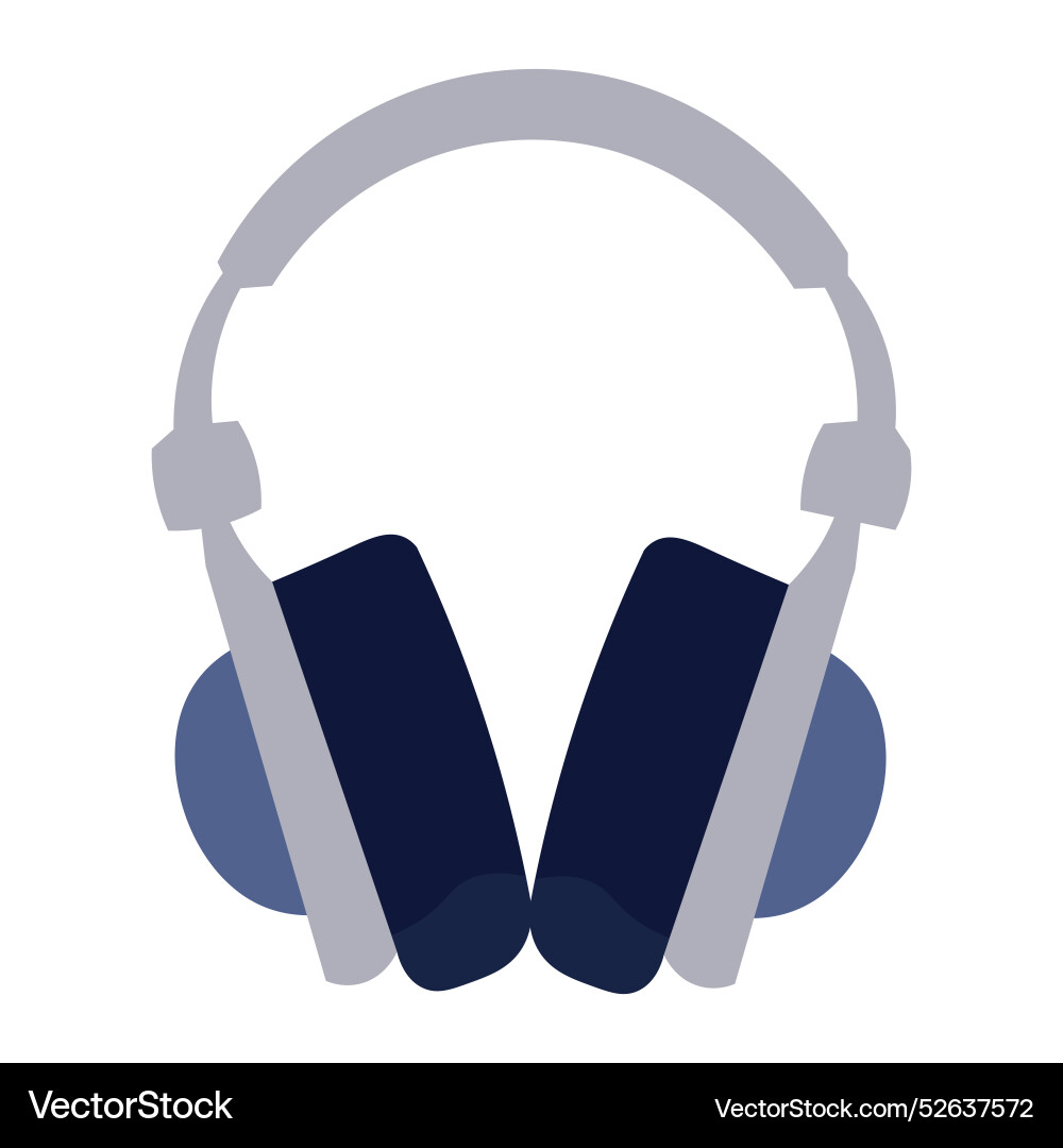 Grey headphones flat Royalty Free Vector Image
