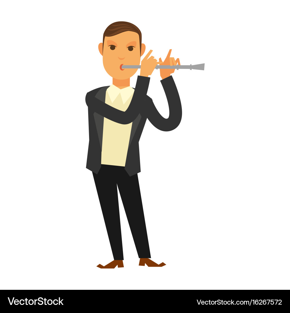 Man in suit playing flute Royalty Free Vector Image