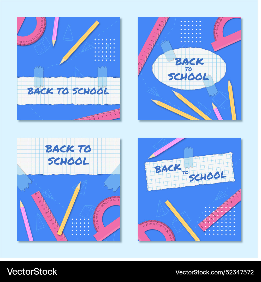 Realistic back to school instagram posts Vector Image