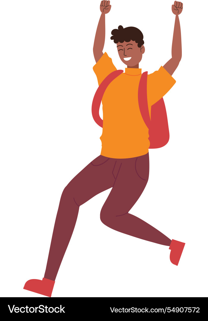 Teenager character celebrating Royalty Free Vector Image