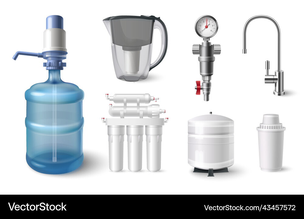 Water filter realistic set Royalty Free Vector Image