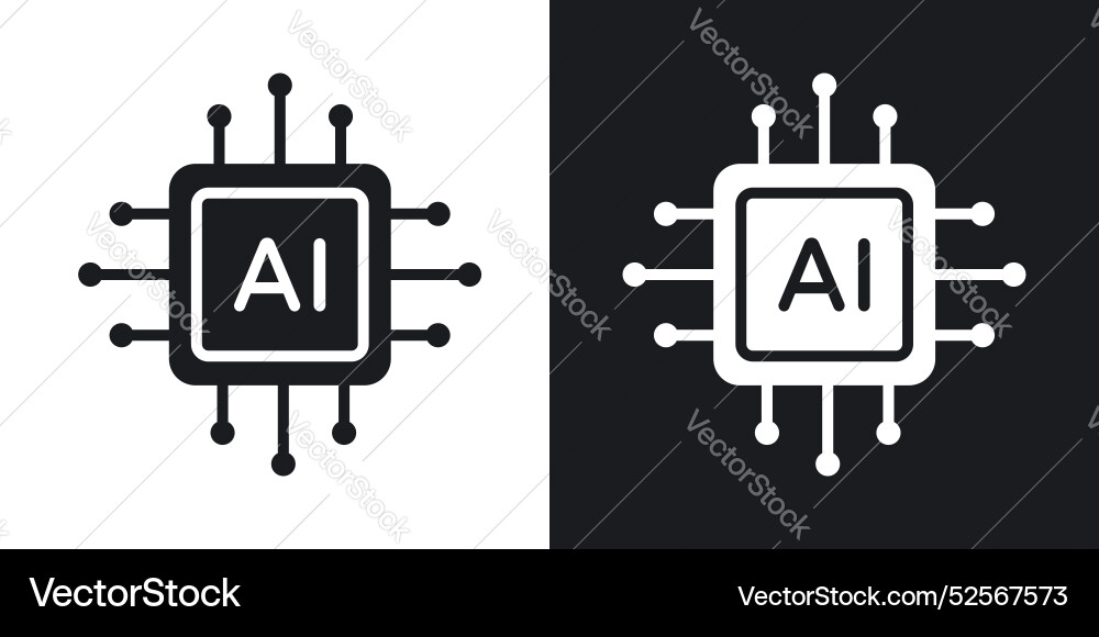 Ai icon set on white background Royalty Free Vector Image