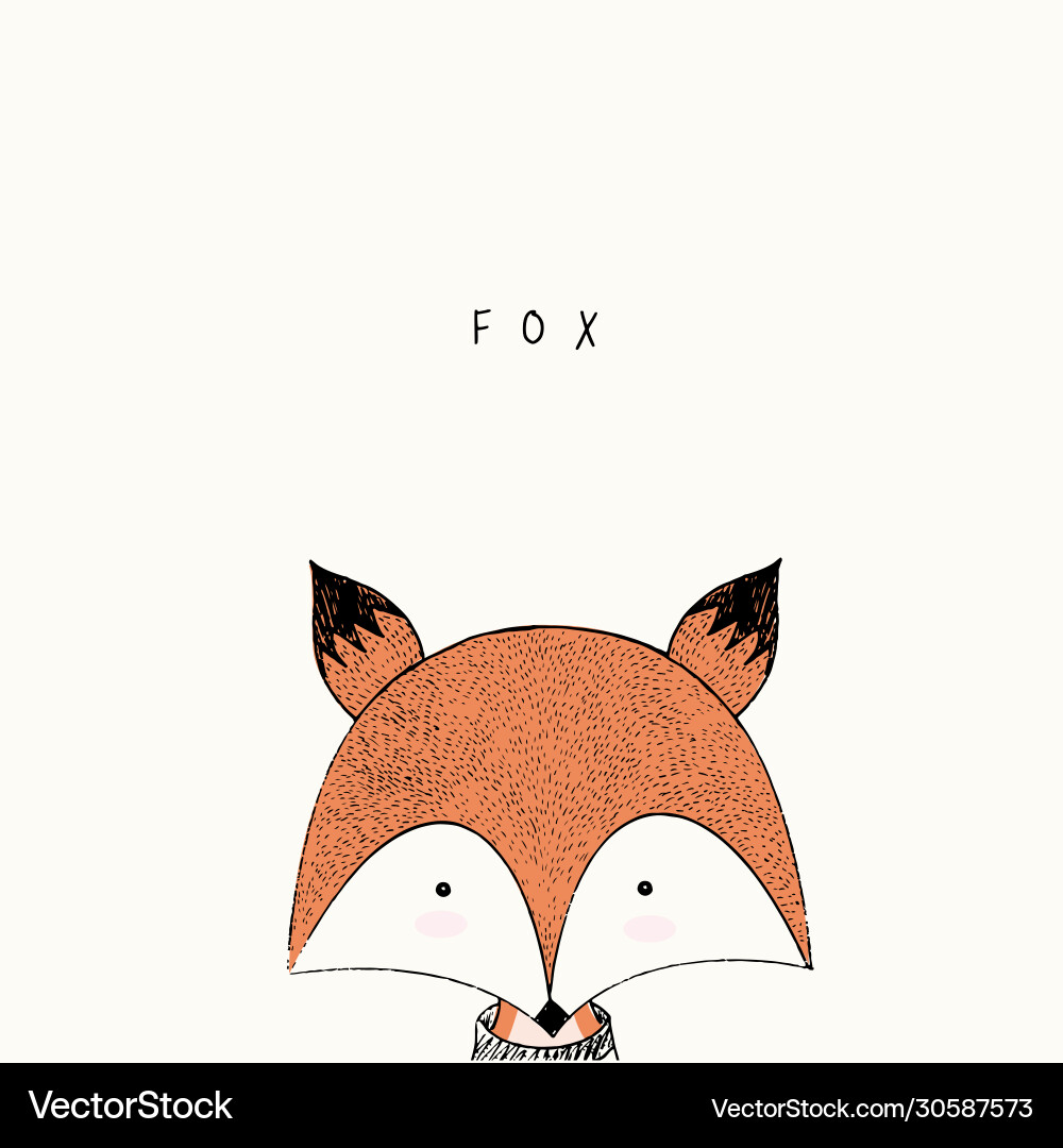Charming Hand-Drawn Fox Royalty Free Vector Image