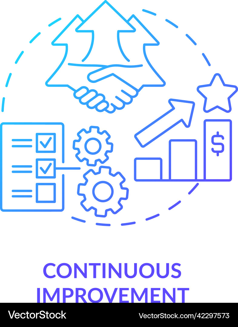 Continuous improvement blue gradient icon Vector Image