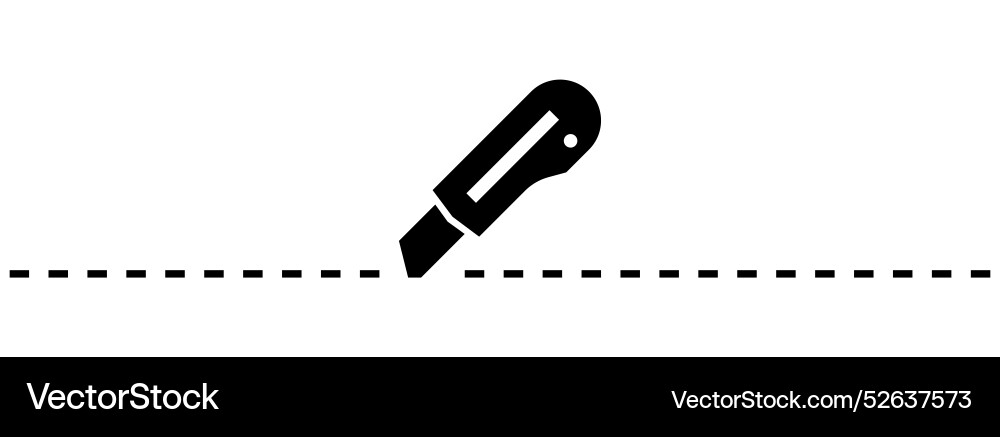 Cutter knife paper trim icon cut line label Vector Image
