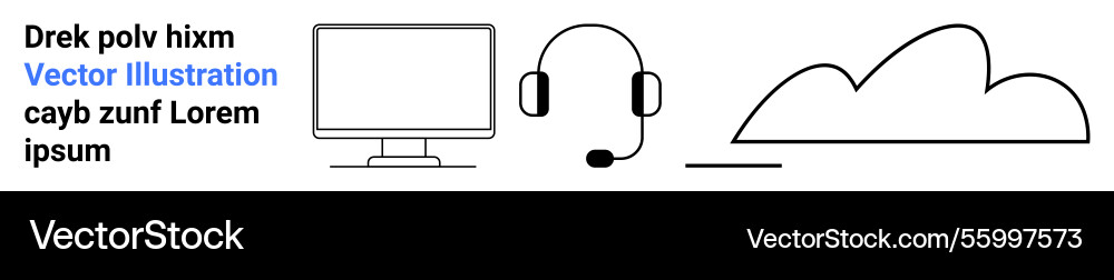 Desktop monitor headset with microphone Royalty Free Vector