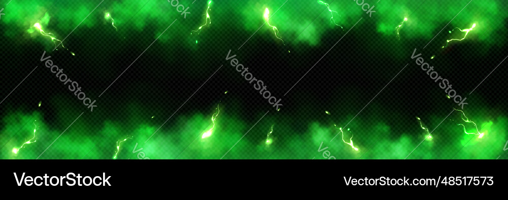 Lightning strikes in green smoke Royalty Free Vector Image