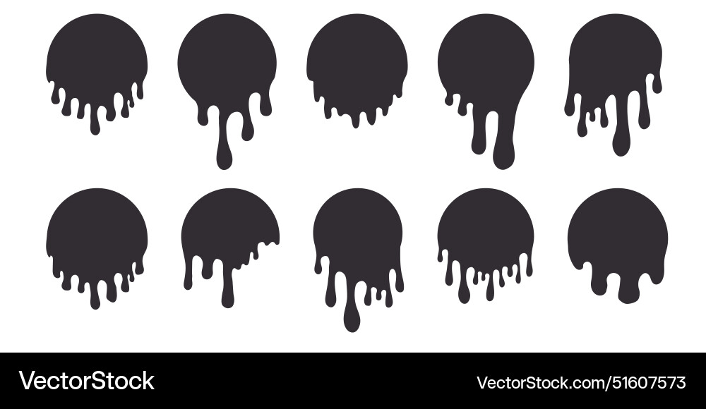 Melt drip circle silhouette paint round splash Vector Image