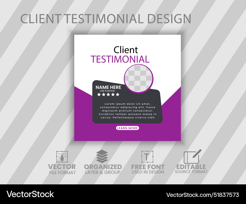 Modern professional client testimonial design Vector Image