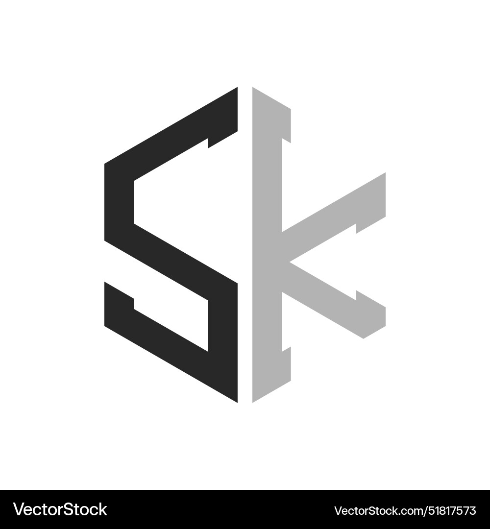 Modern unique hexagon letter sk logo design Vector Image