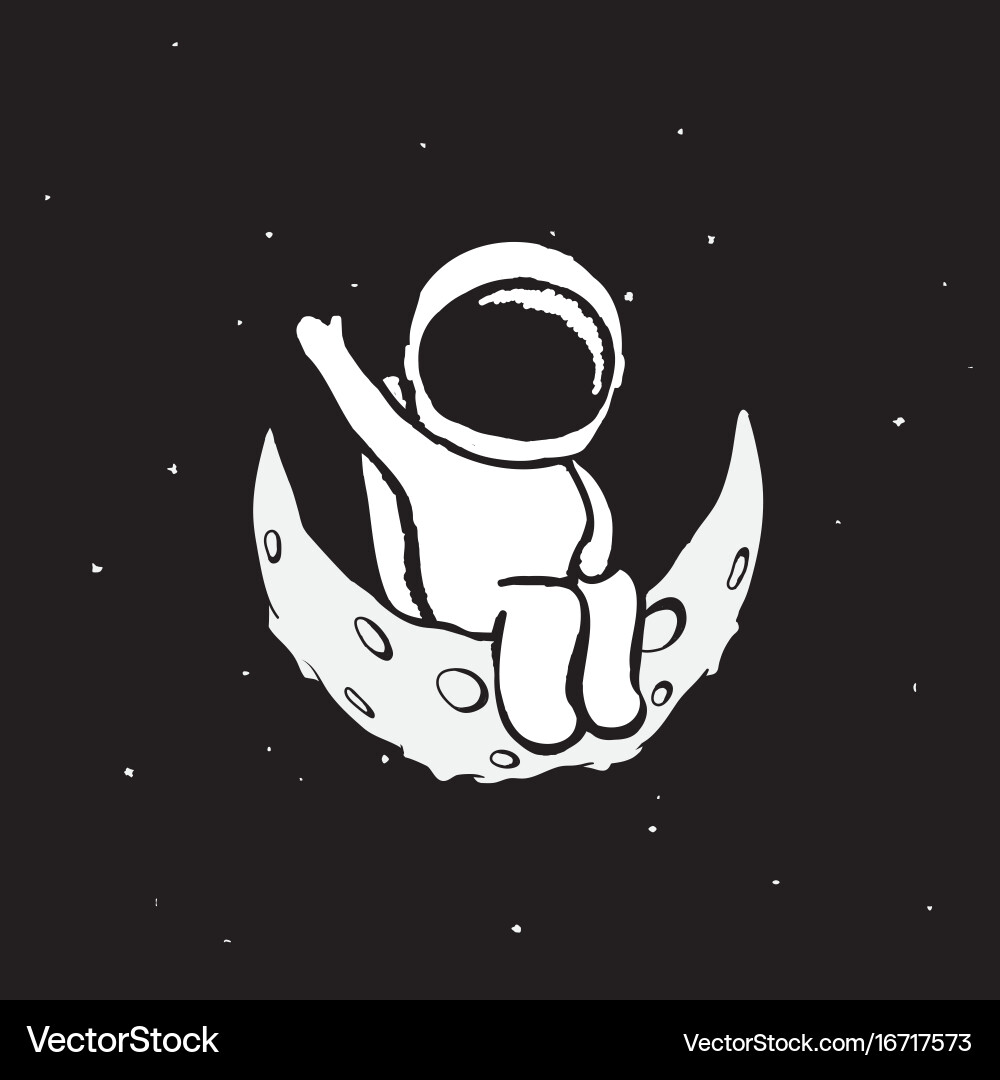 Spaceman sits on the moon Royalty Free Vector Image