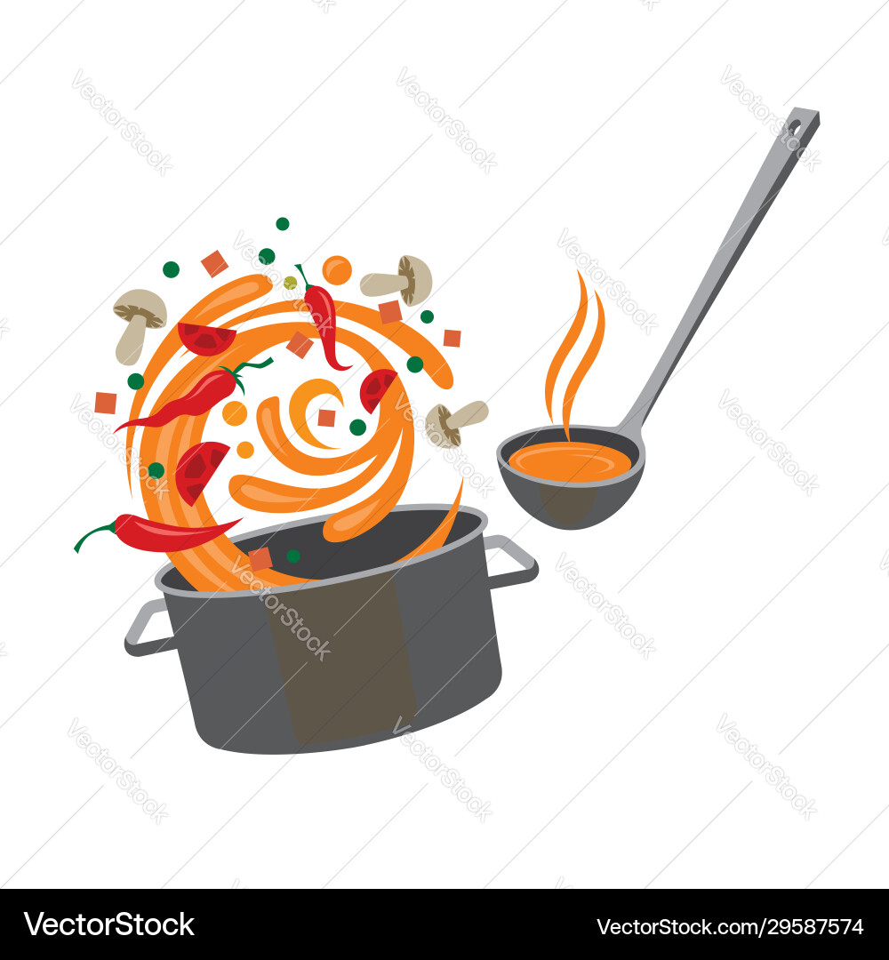 Cooking process on pan Royalty Free Vector Image