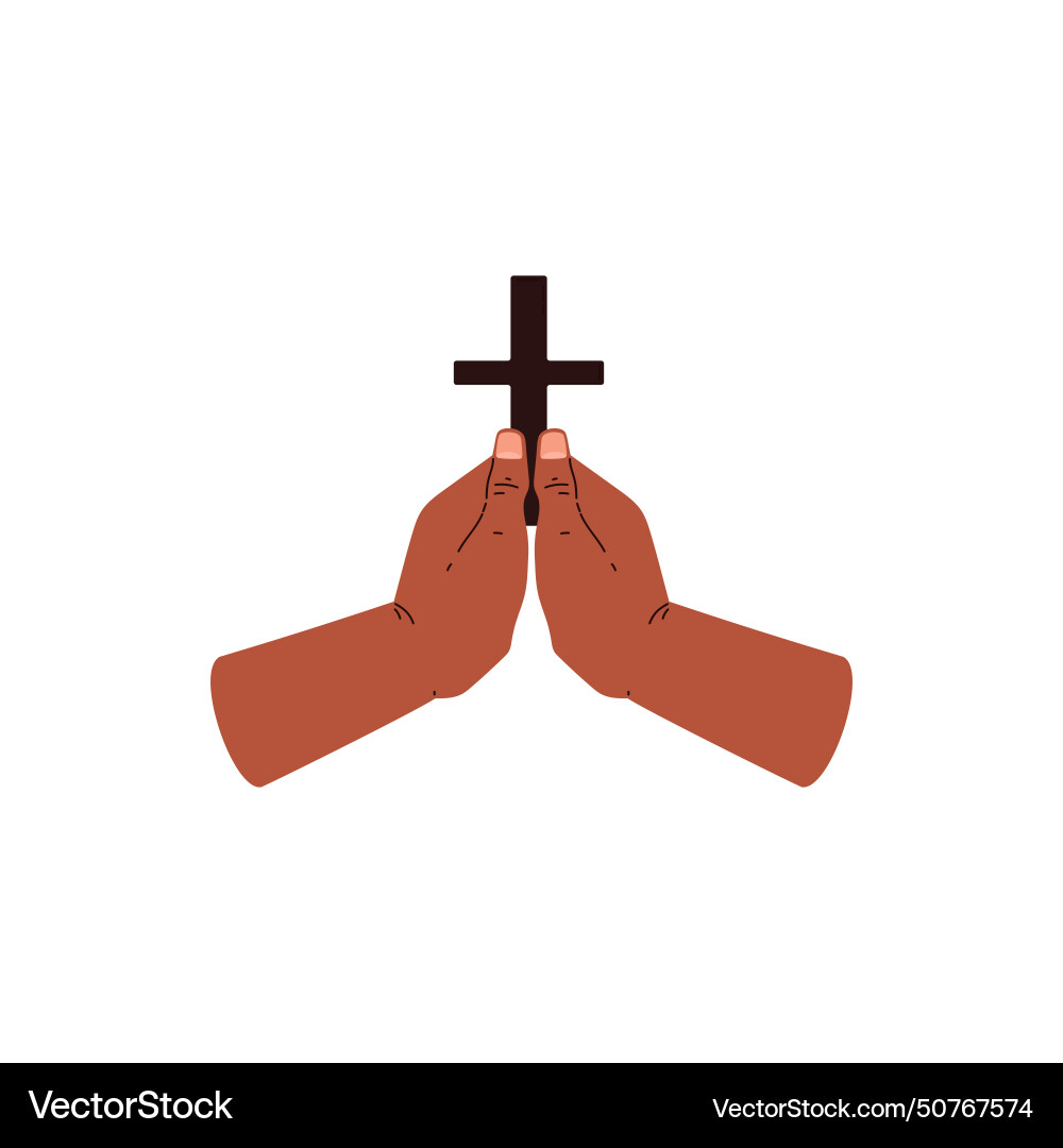 Prayer with cross Royalty Free Vector Image - VectorStock