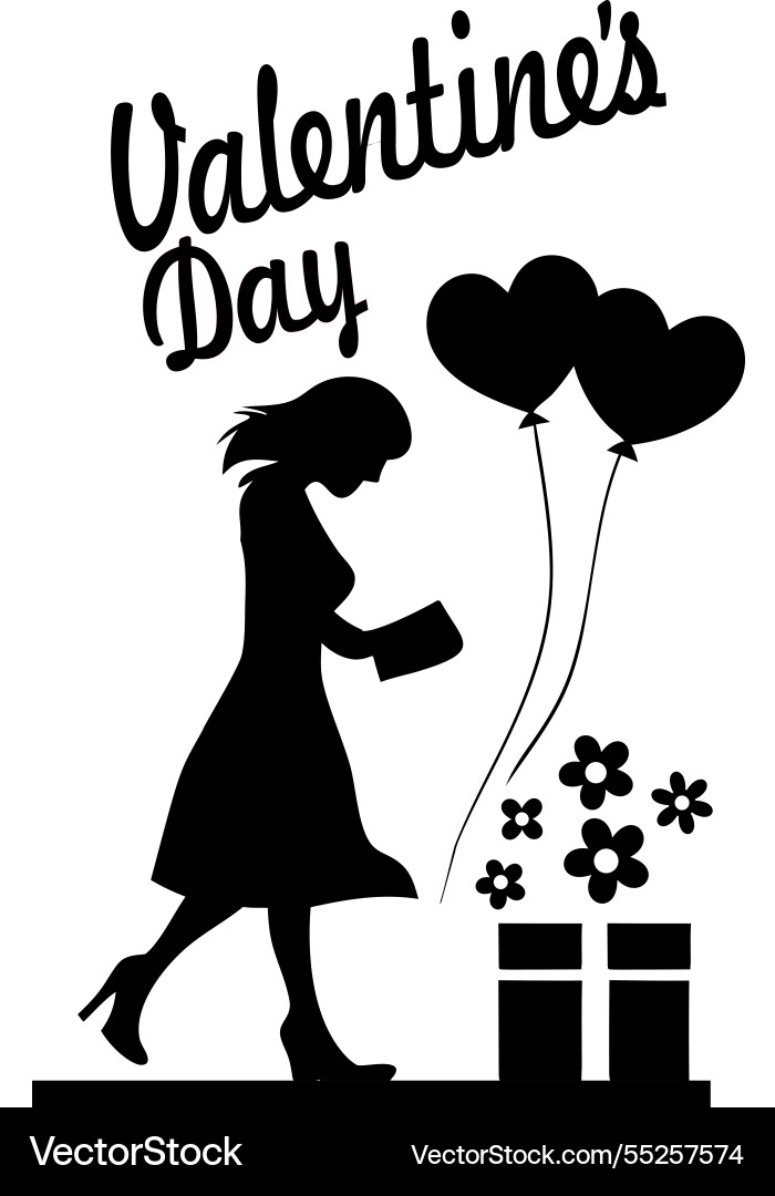 Romantic happy valentines day silhouette Vector Image