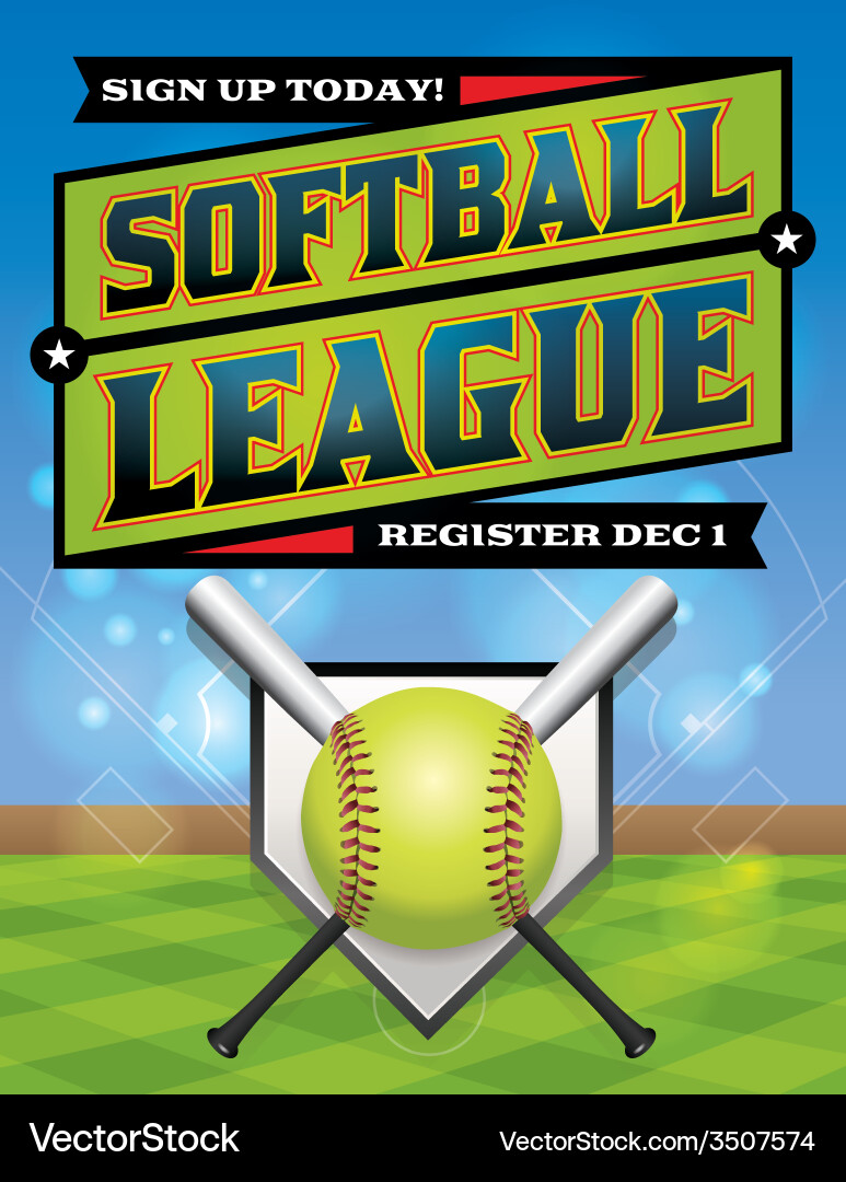Softball league banner Royalty Free Vector Image