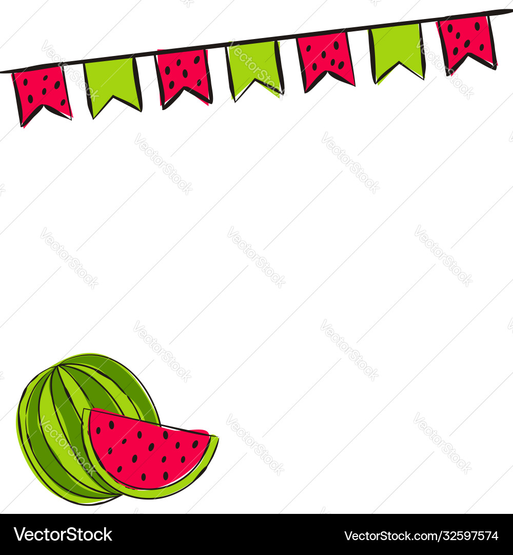 Watermellon template for card or banner Royalty Free Vector