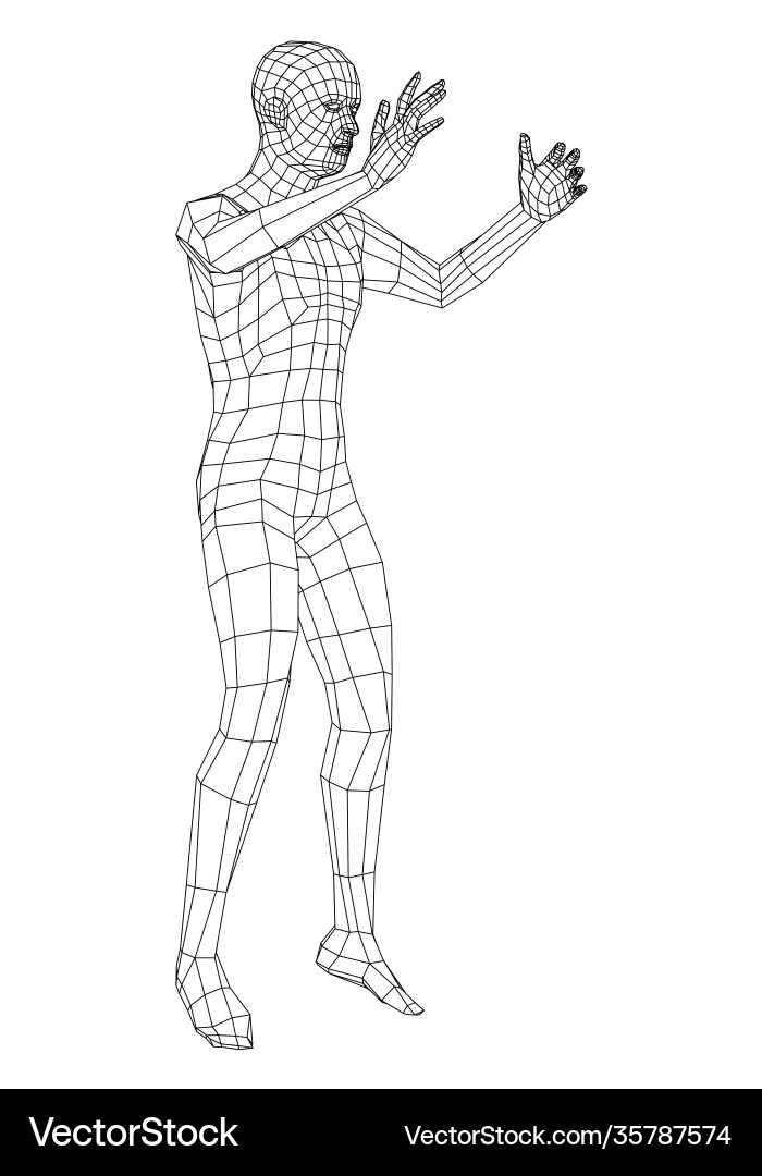 Wireframe jumping man Royalty Free Vector Image