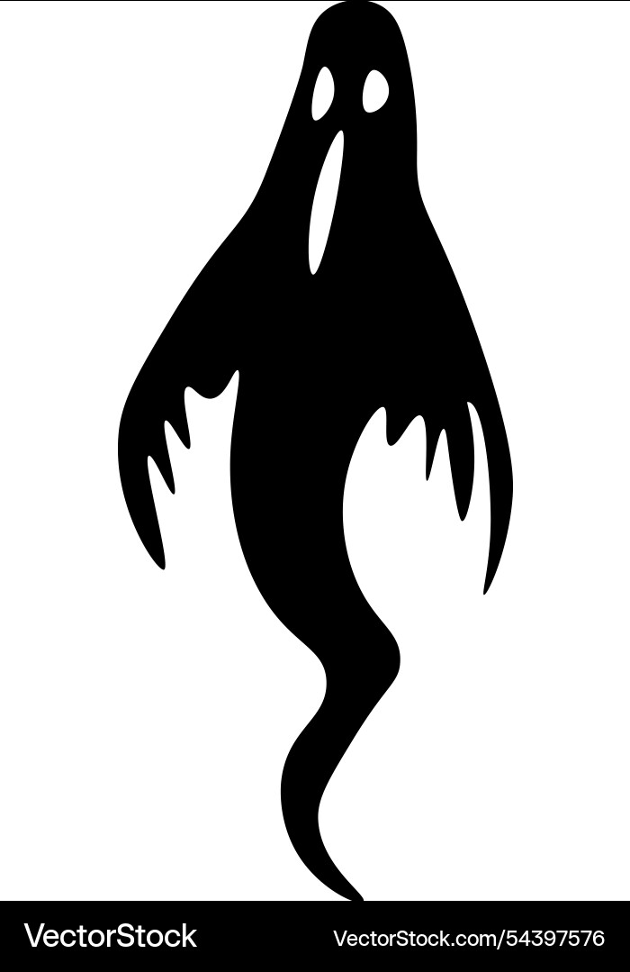 Black silhouette of a spooky ghost floating Vector Image
