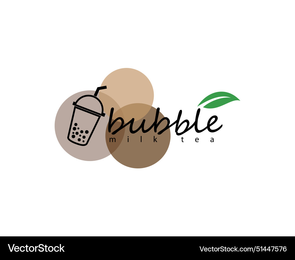 Bubbles cup drink and leaf logo design Royalty Free Vector