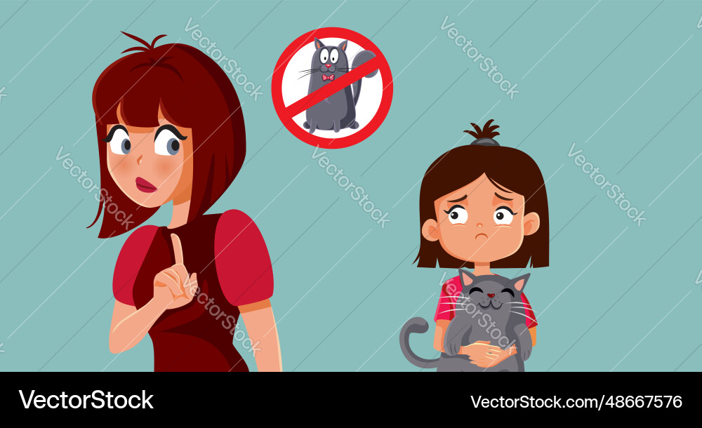 Mother refusing pet adoption saying no to her Vector Image