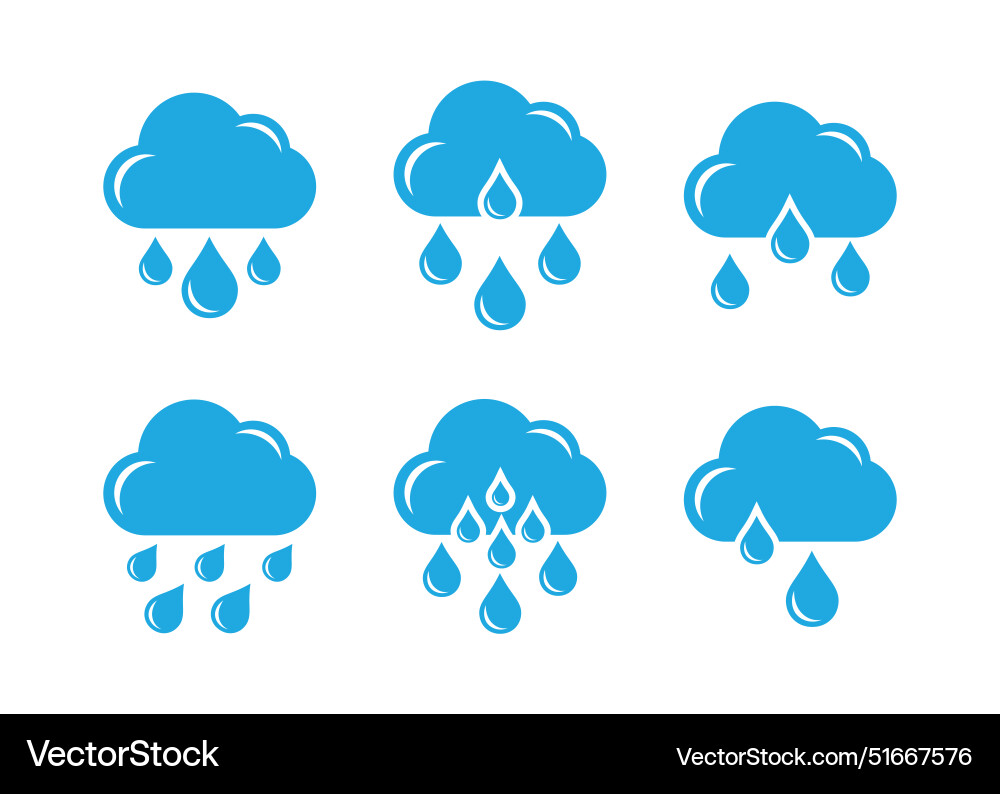 Rain icon set or cloud symbol Royalty Free Vector Image