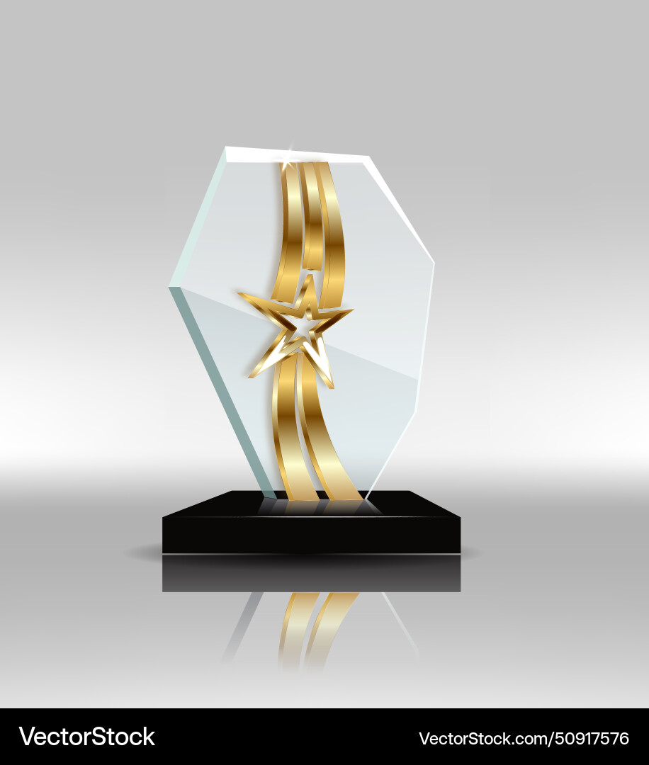 Realistic blank glass trophy award and gold Vector Image
