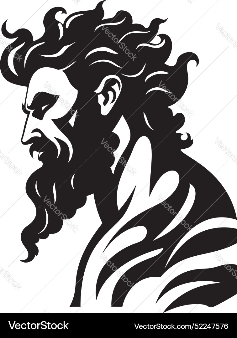 Tidal titan poseidons iconic black emblem Vector Image