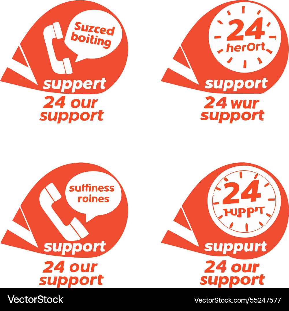 247 support icons in orange and white Royalty Free Vector