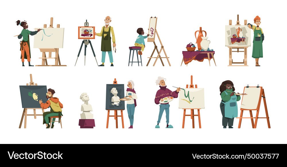 Artist characters at work cartoon creative Vector Image