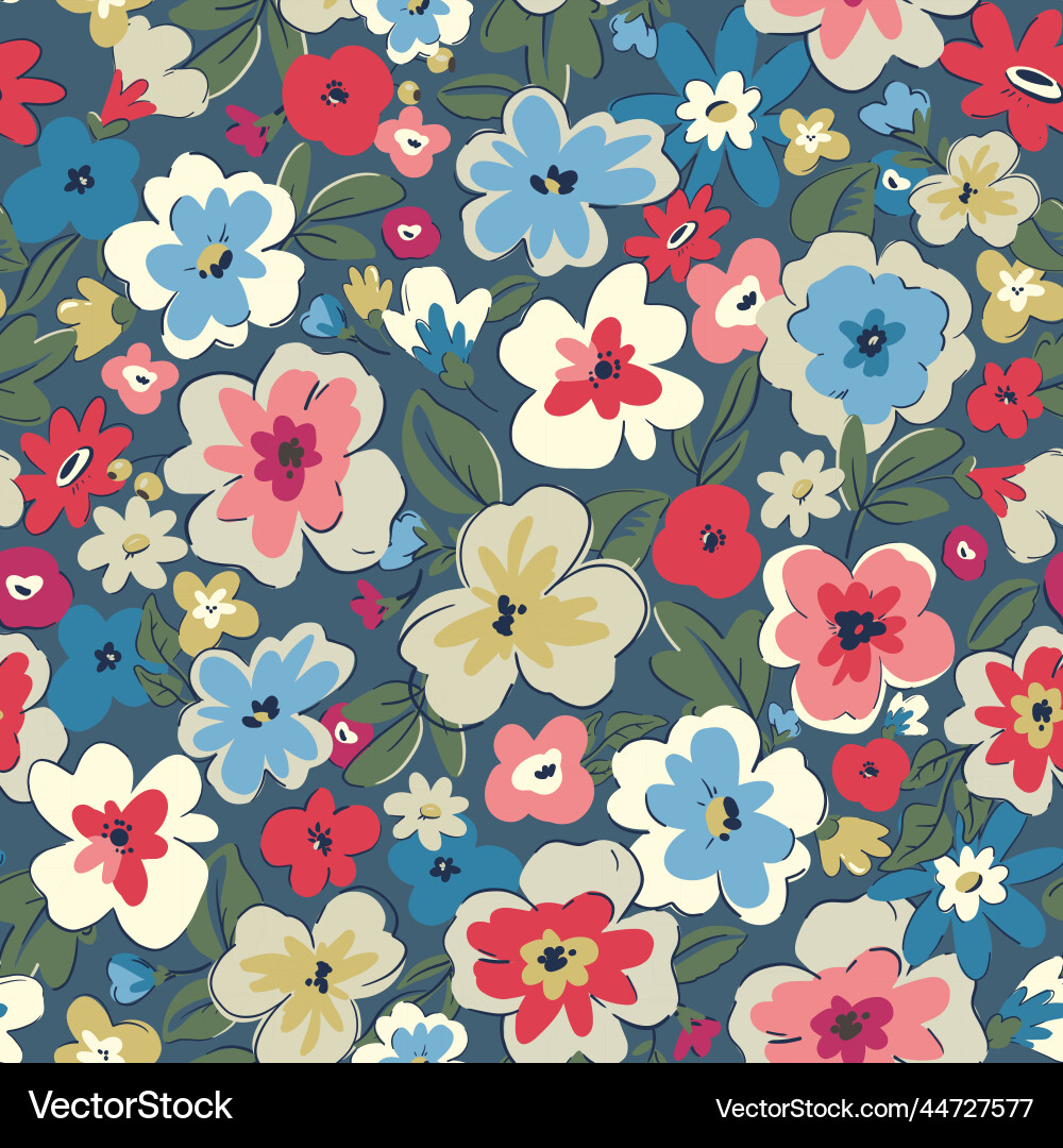 Beautiful seamless floral pattern with cute Vector Image