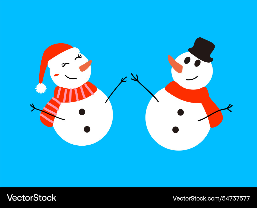 Christmas smiling snowman couple Royalty Free Vector Image