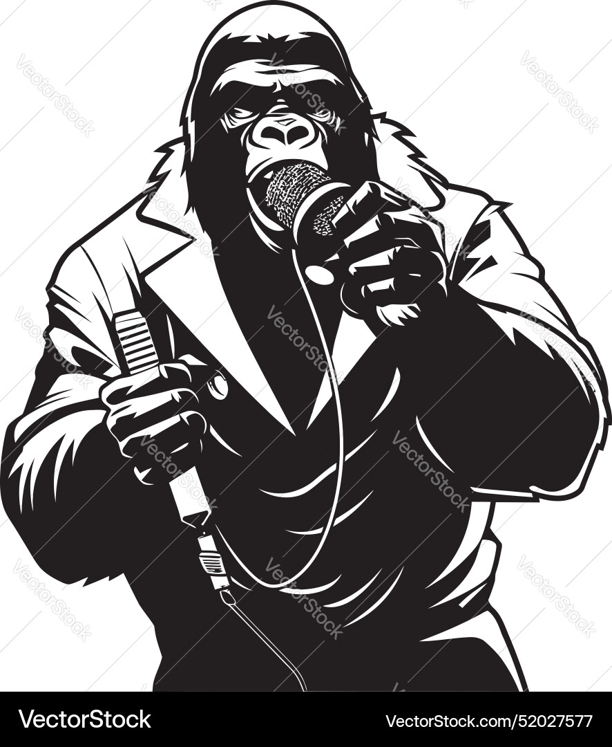 Groove gorilla mic icon rhythmic roar Royalty Free Vector