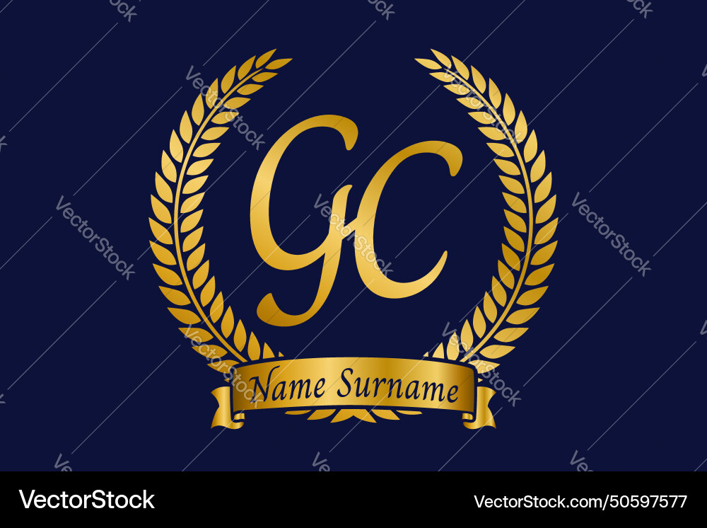 Initial letter g and c gc monogram logo design Vector Image