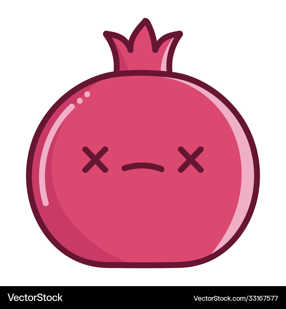 Kawaii dead pomegranate fruit cartoon Royalty Free Vector