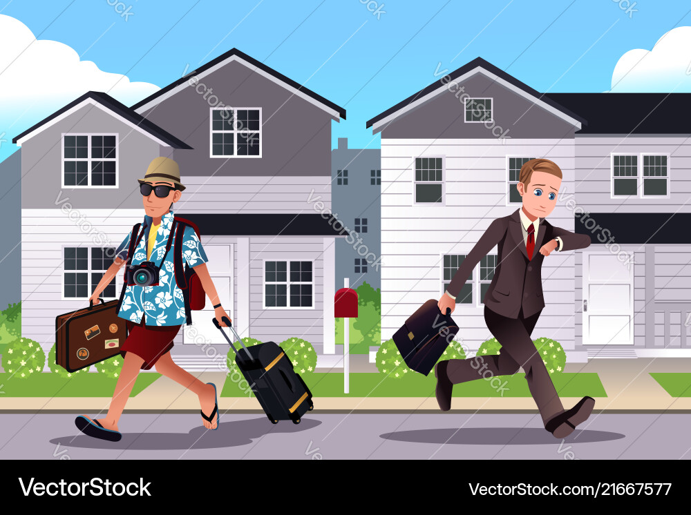 People going to work and vacation concept Vector Image