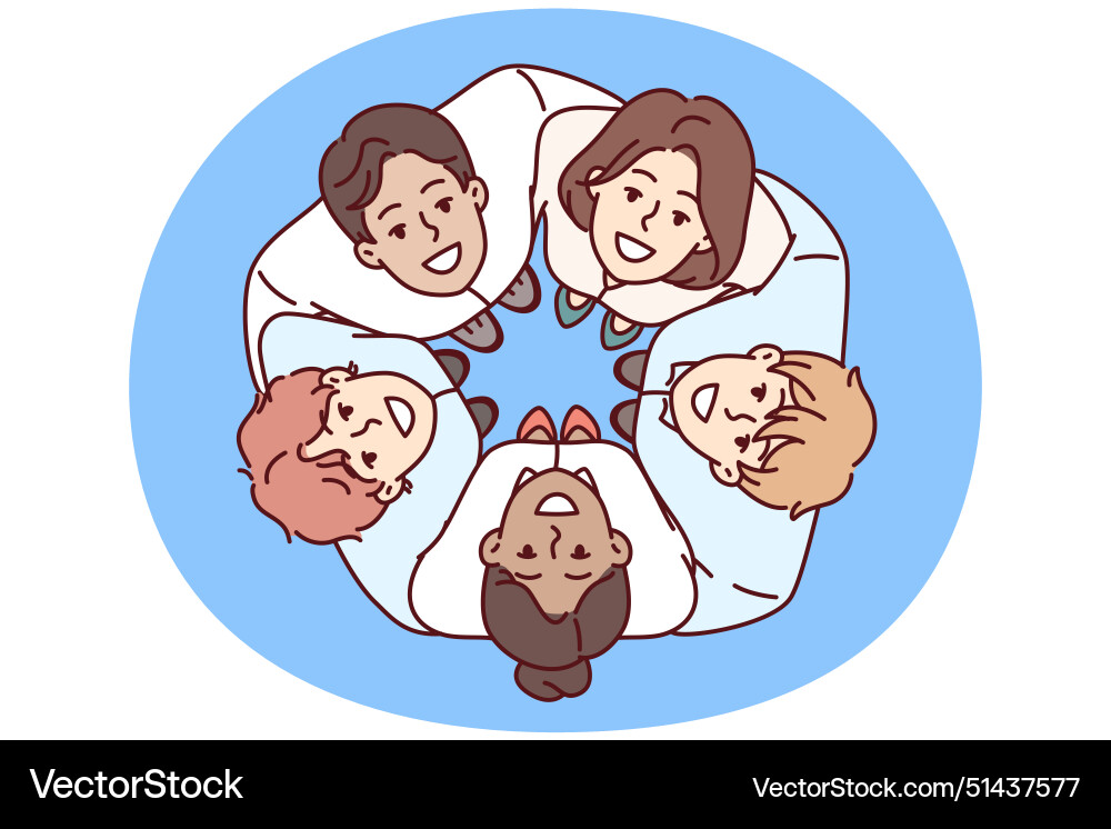 Team diverse businesspeople stand in circle Vector Image