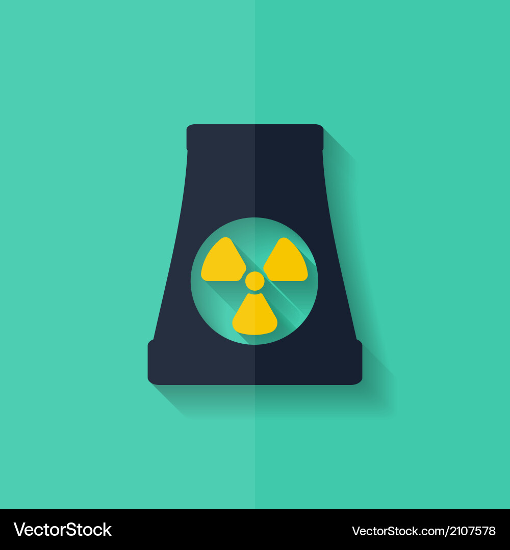 Atomic power station icon flat design Royalty Free Vector